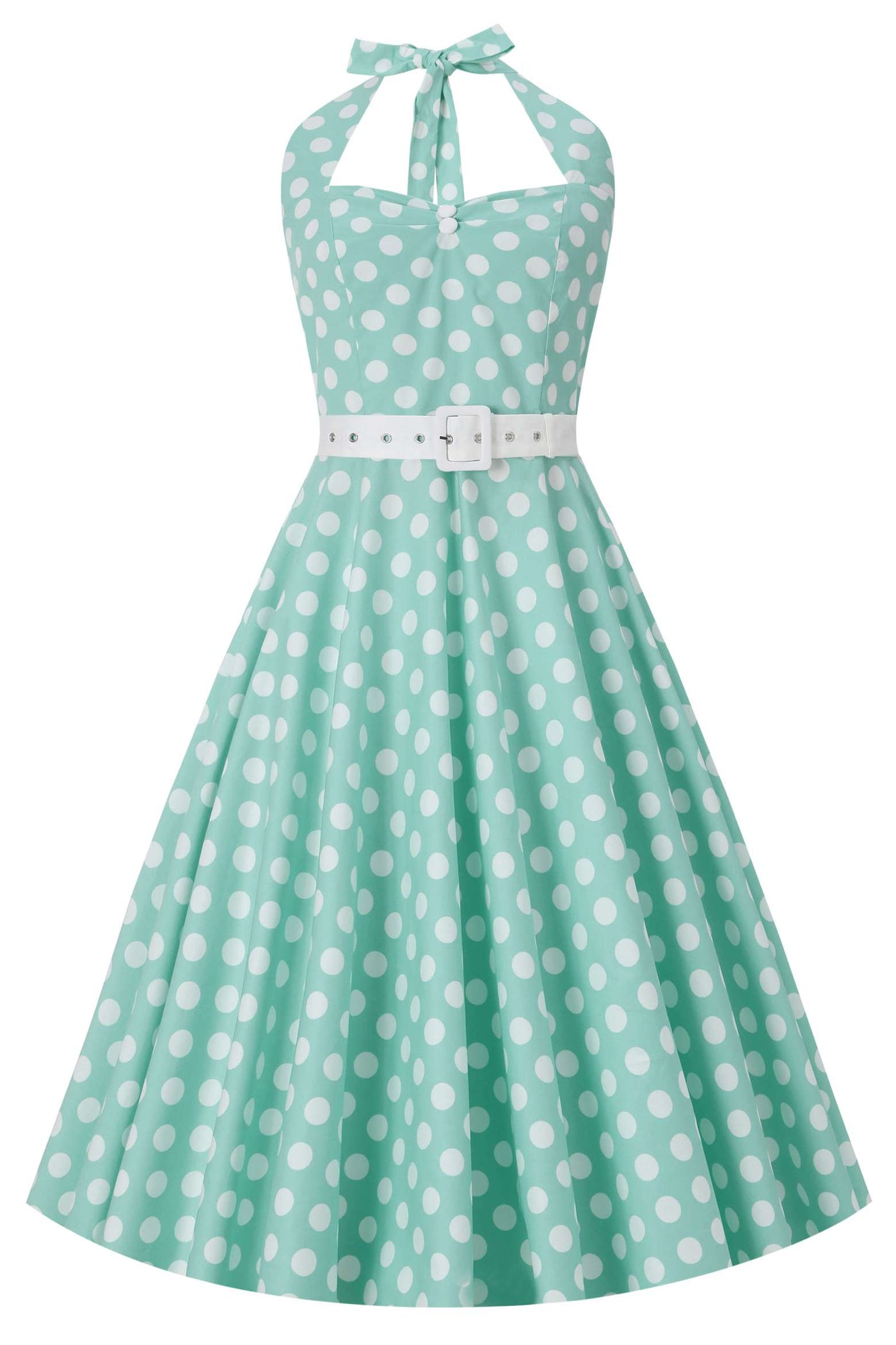 Daisy Mint Green Polka Dot Halter Dress | Pastel Dress