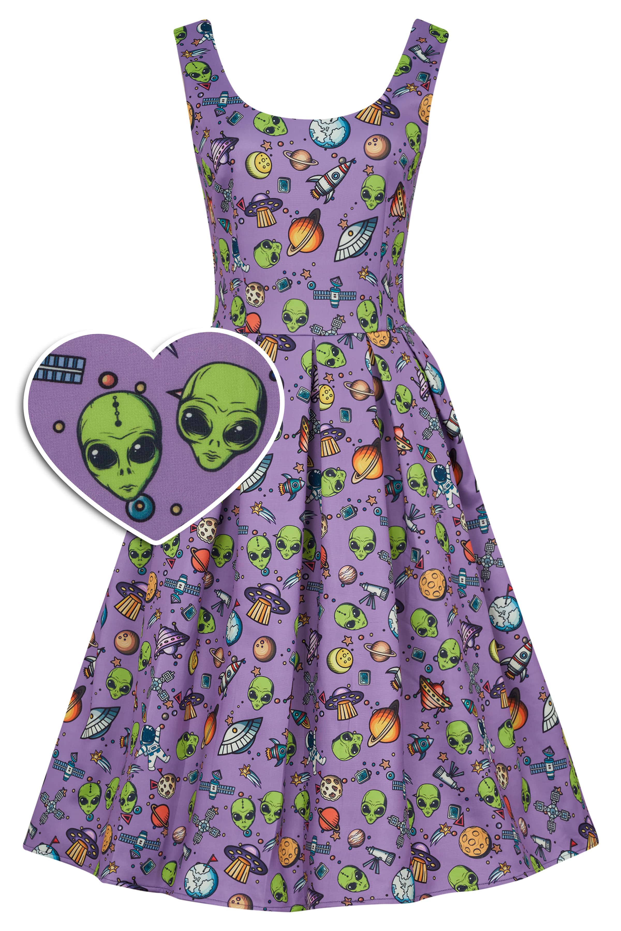 Amanda Purple UFO & Alien Swing Dress