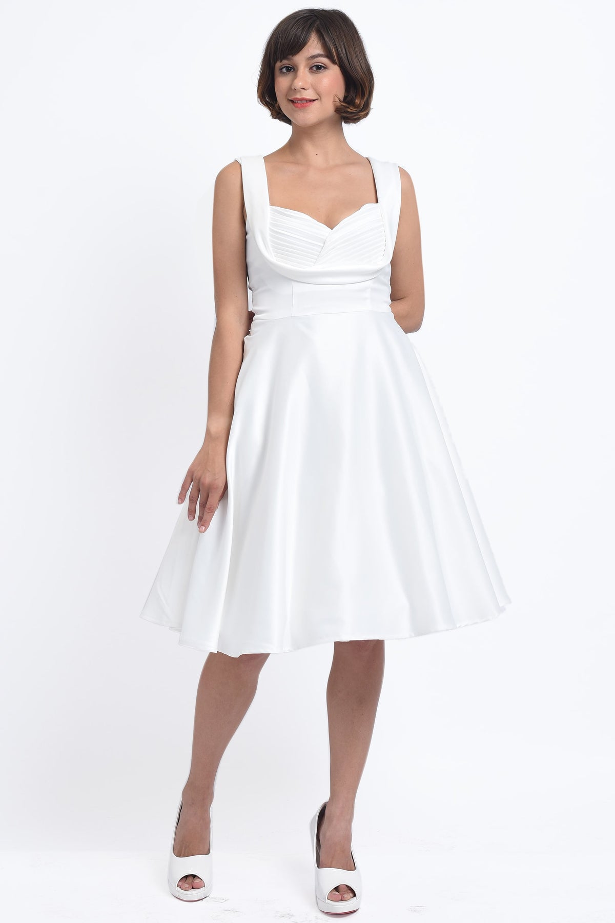 Grace Vintage Style Jive Dress in White - Dolly and Dotty