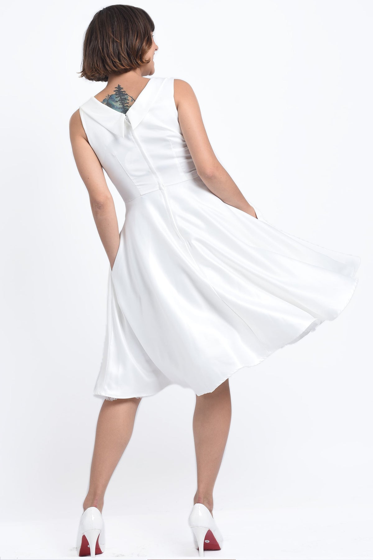 Grace Vintage Style Jive Dress in White - Dolly and Dotty