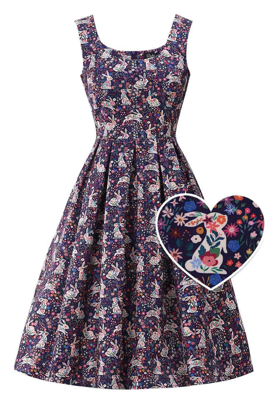 Meadow Hopper Swing Dress | Purple Bunny Print