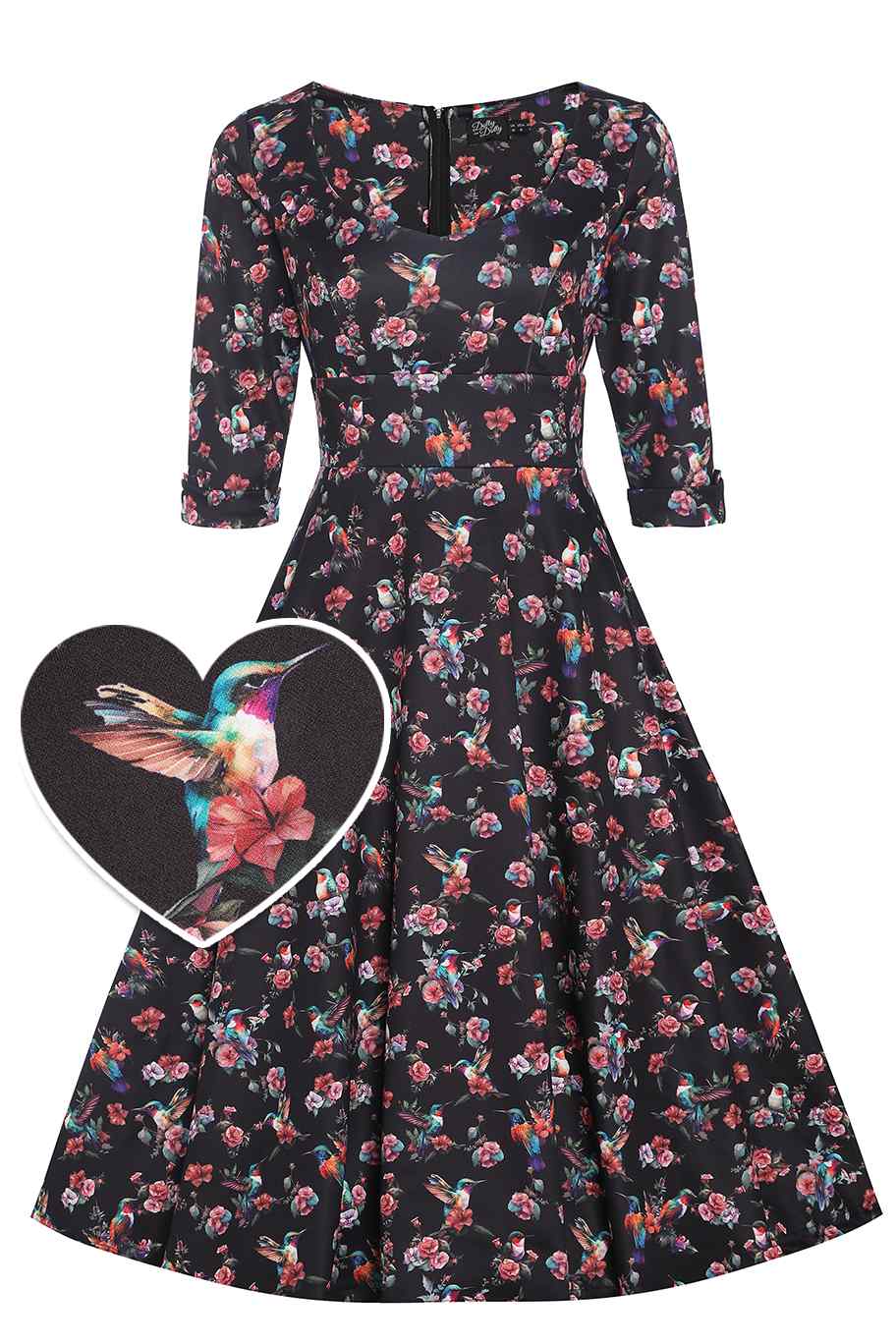 Scarlette Black Hummingbird Midi Dress