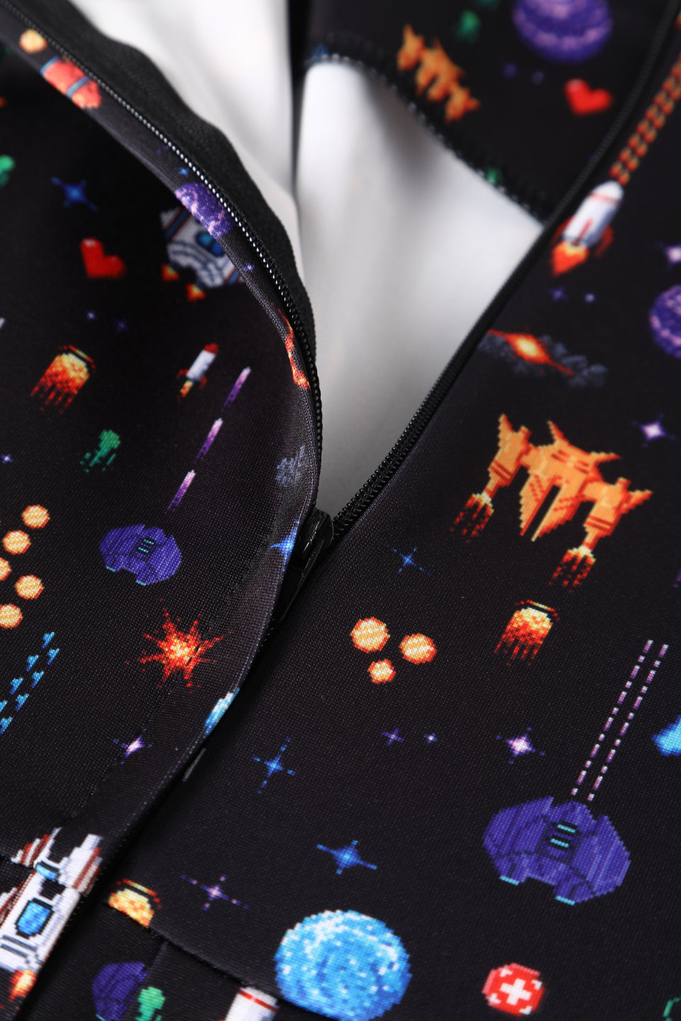 Amanda Black Retro Arcade Game Flared Dress