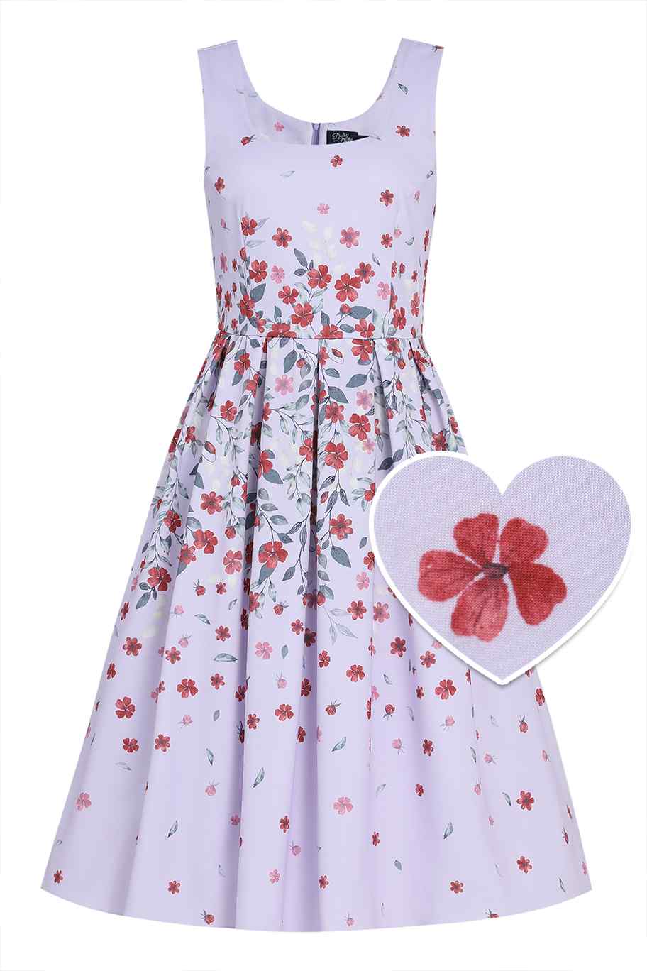 Women's Lilac Floral Swing Dress With Pockets