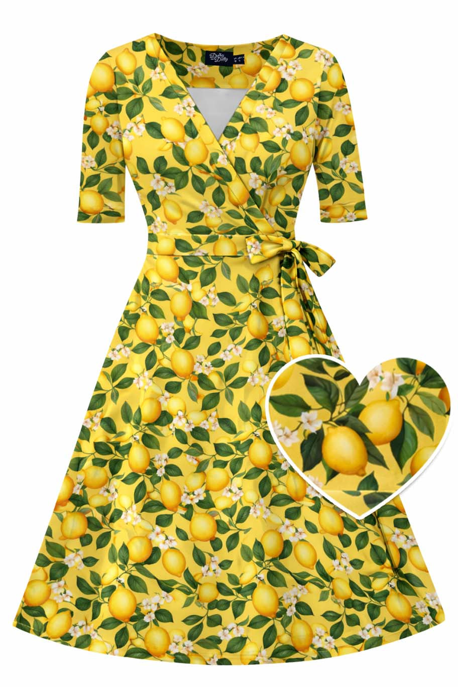 Matilda Lemon Wrap Dress in Yellow | Summer Day Dress
