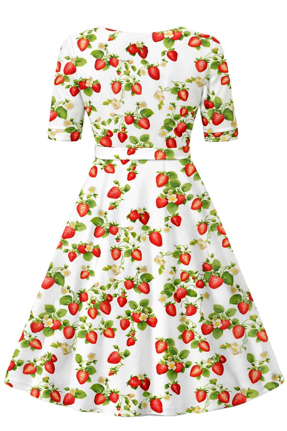 Summer Strawberry Wrap Dress In White | Farm Day Dress