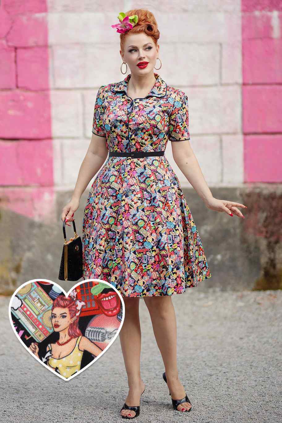 Penelope Retro Pop Art Shirt Dress