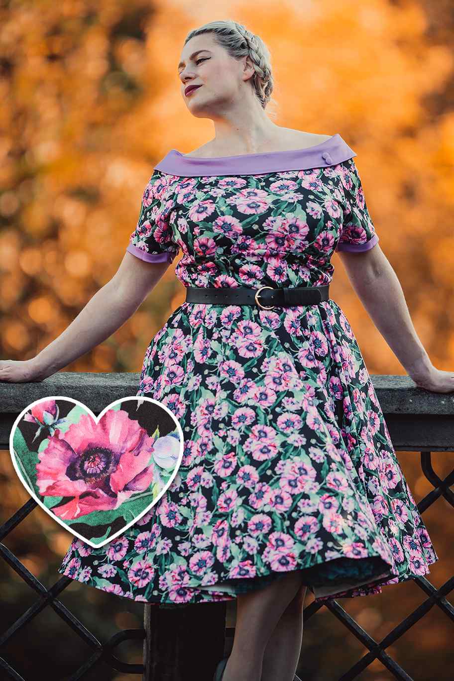 Darlene Purple Poppy Swing Dress