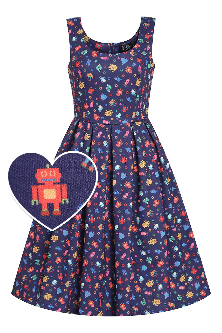 Amanda Purple Robot Swing Dress With Pockets