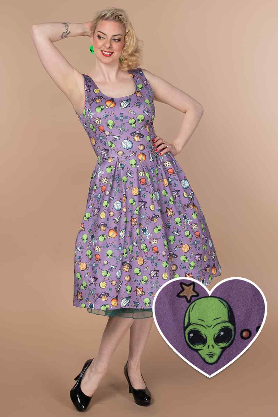 Amanda Purple UFO & Alien Swing Dress