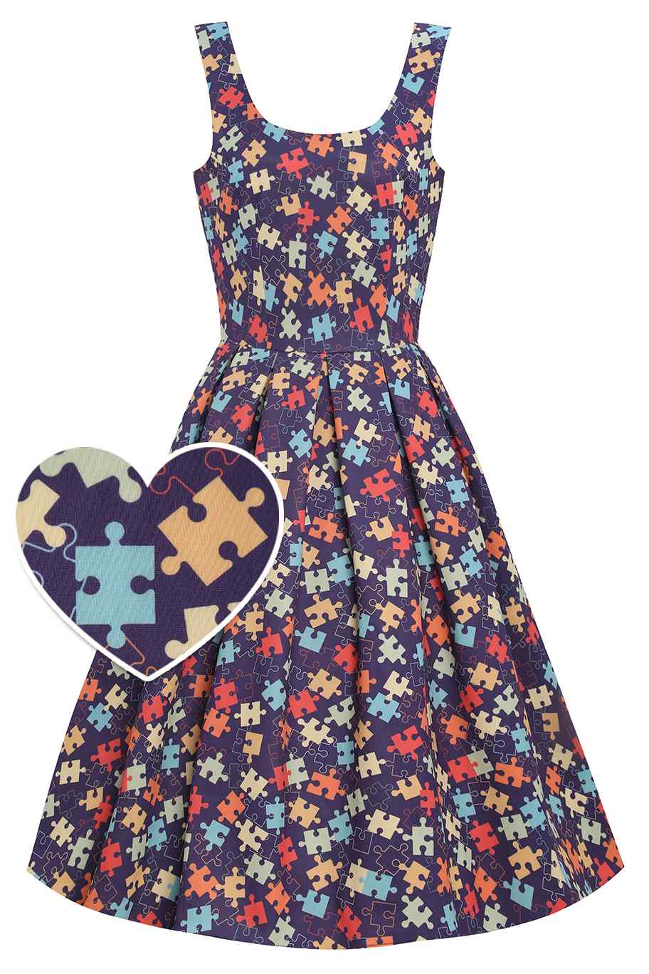 Amanda Puzzle Print Swing Dress