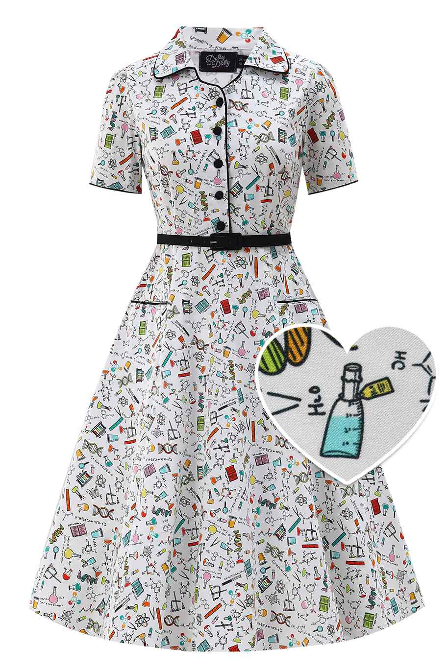 Dress For Teacher| Science Midi Shirt Dress In White
