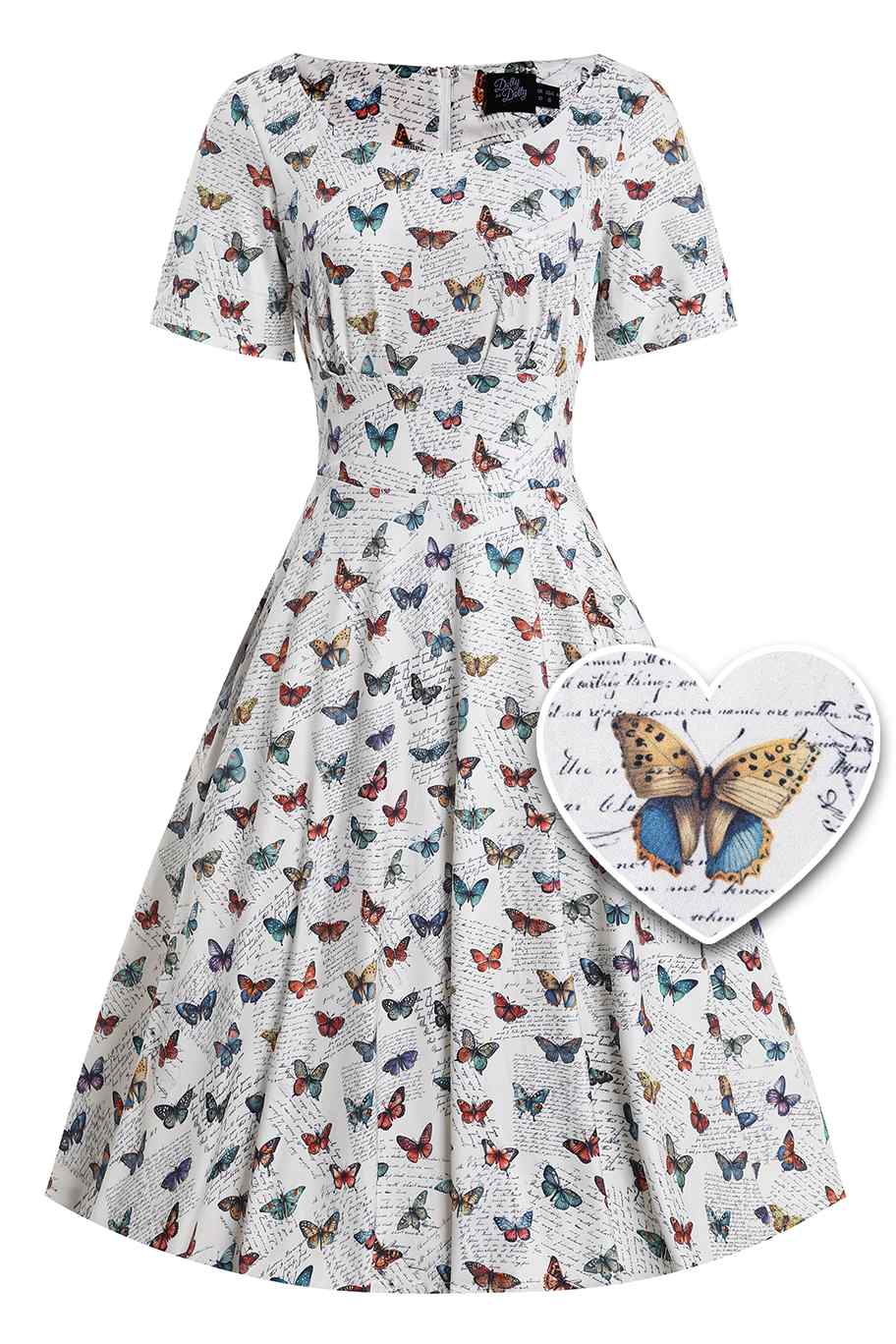 Brenda White Butterfly Collection 50s Style Dress
