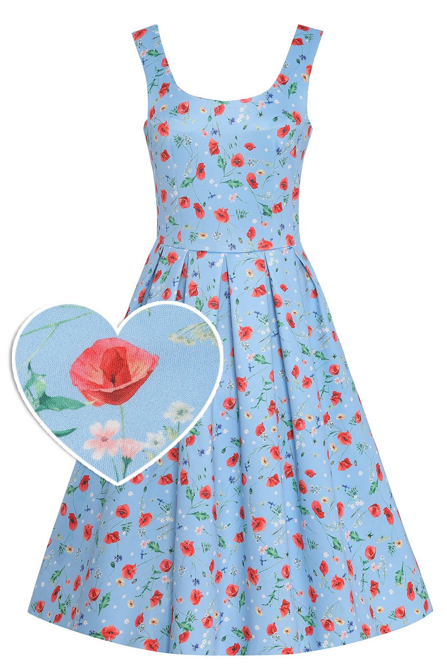 Amanda Light Blue Poppy Swing Dress
