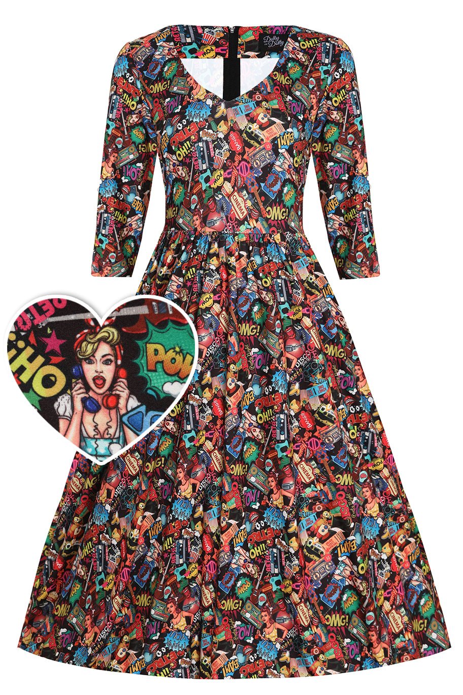 Billie Long Sleeved Pop Art Dress