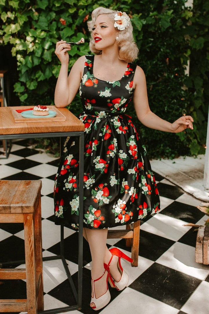 Black strawberry dress store