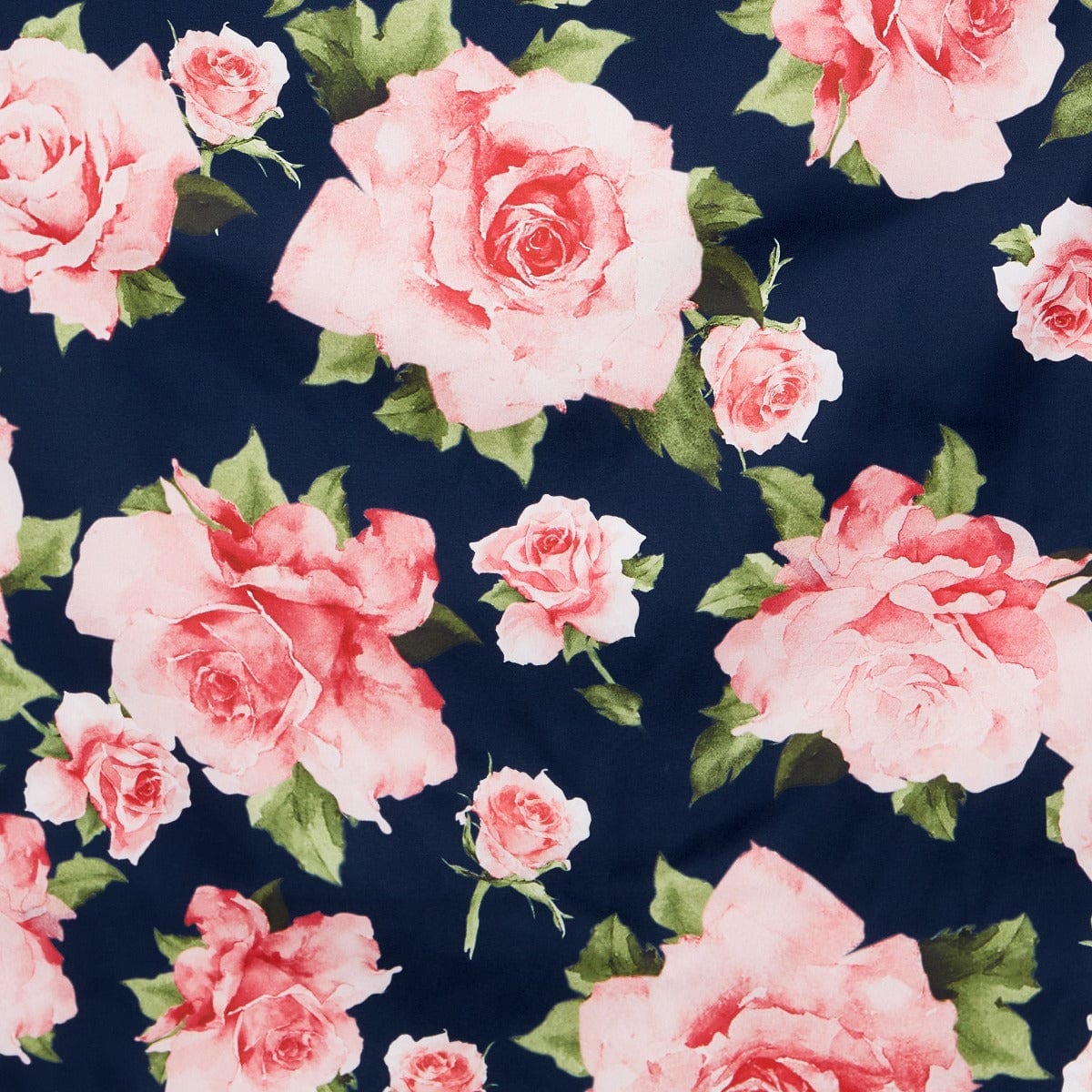 Amanda Navy Blue & Pink Roses Swing Dress - Dolly and Dotty